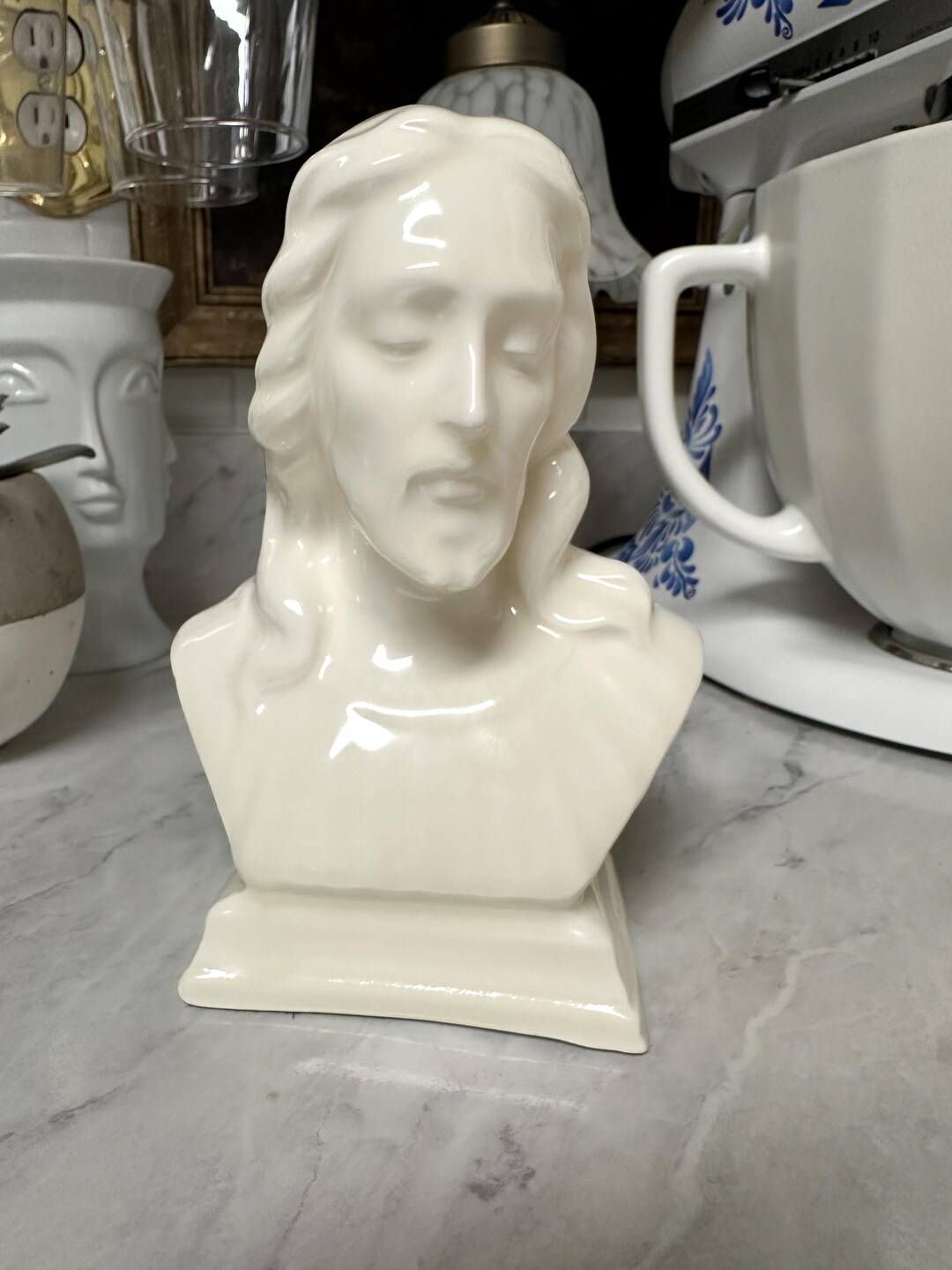 7 Inch Porcelain Jesus Bust - Etsy