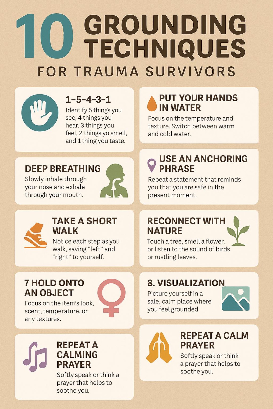 Grounding Techniques for Trauma Printable | Coping Skills Worksheet ...