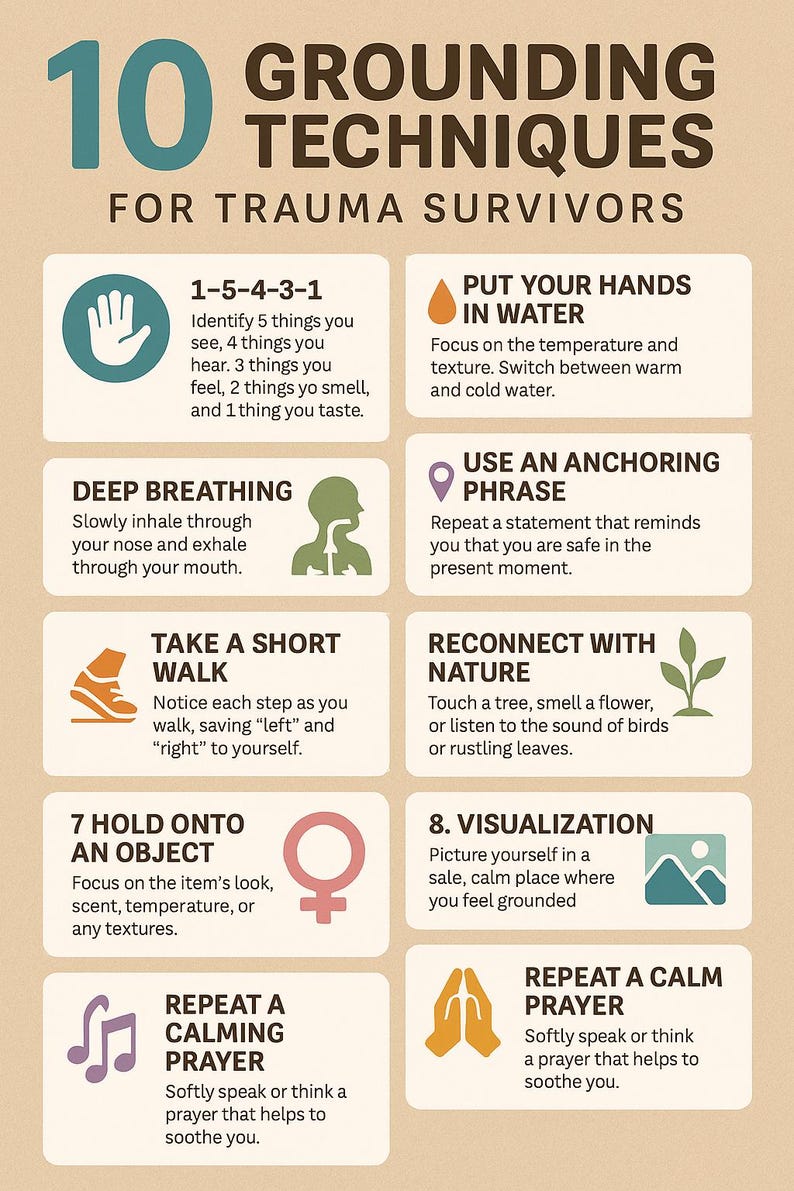 Grounding Techniques for Trauma Printable | Coping Skills Worksheet ...