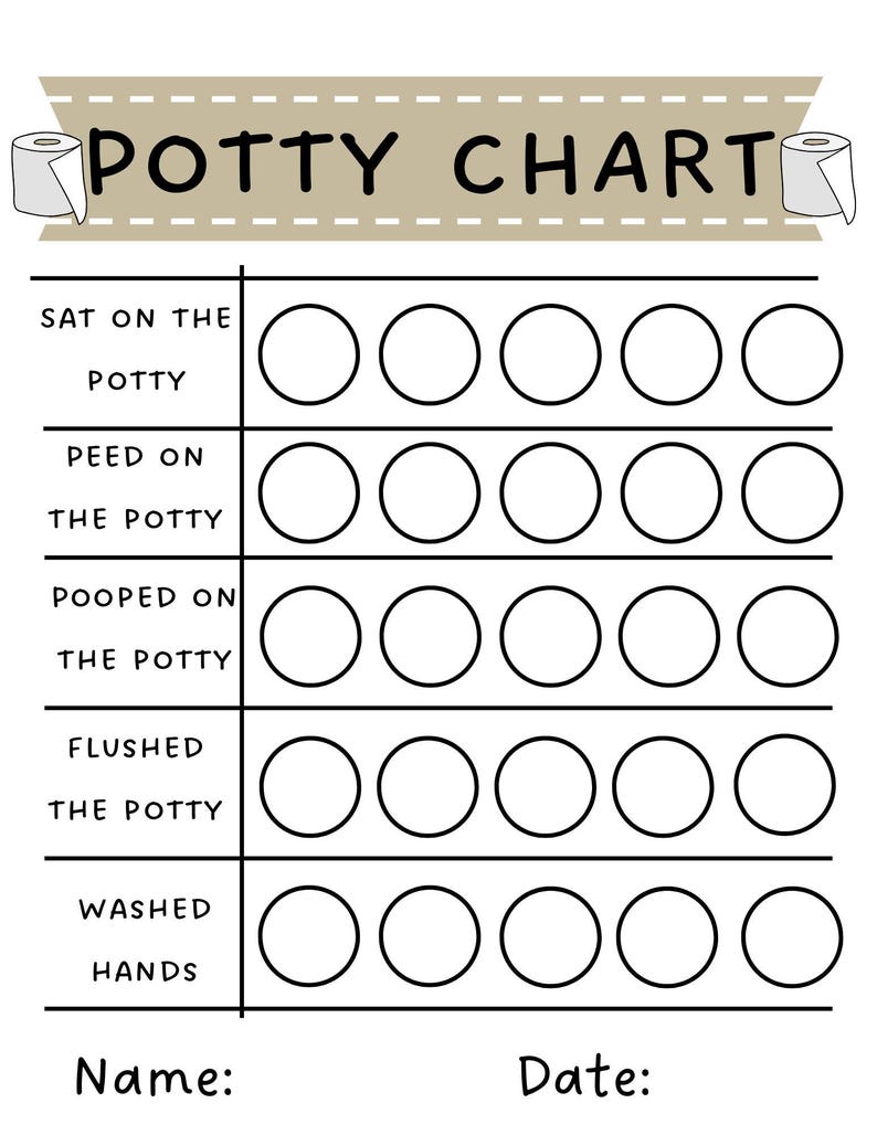 Simple Potty Chart Printable, Digital Download, Potty Training - Etsy
