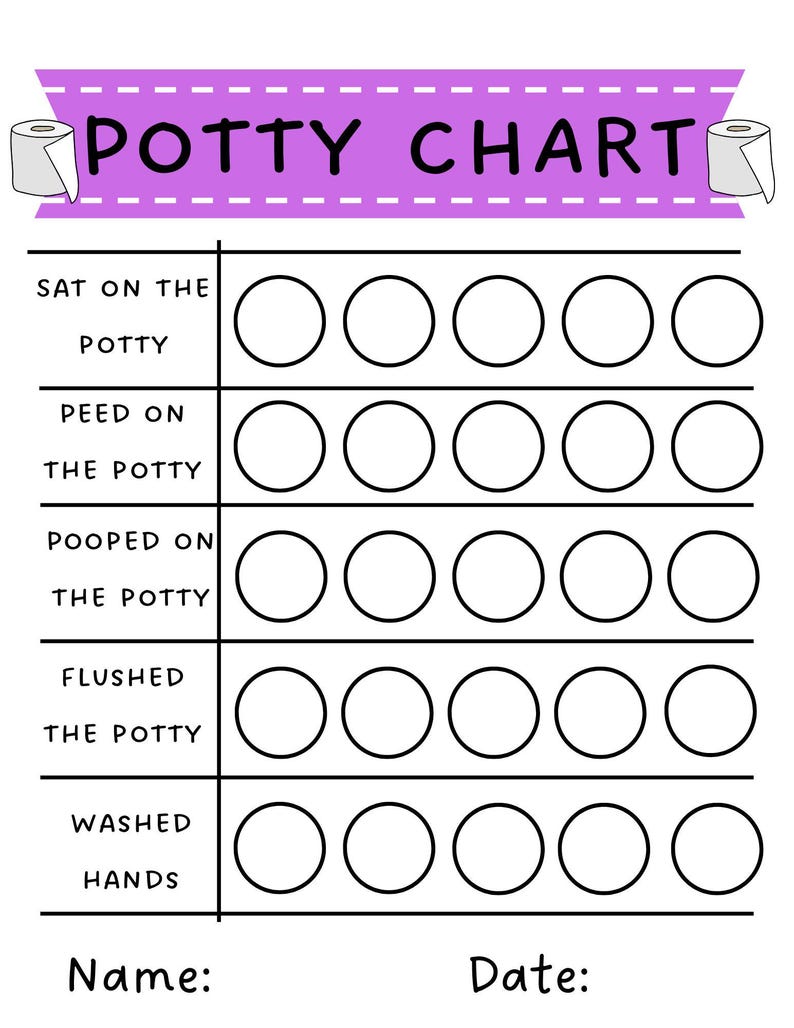 Simple Potty Chart Printable, Digital Download, Potty Training - Etsy