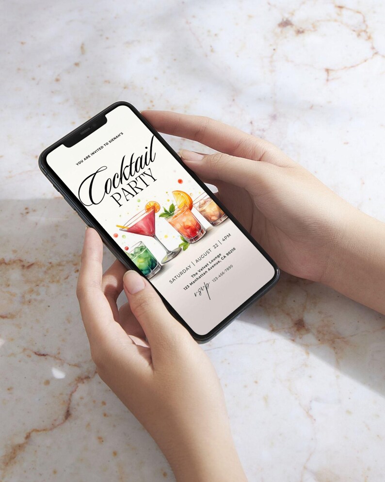 Editable Cocktail Party Invitation: Elegant Drink & Celebrate Theme ...