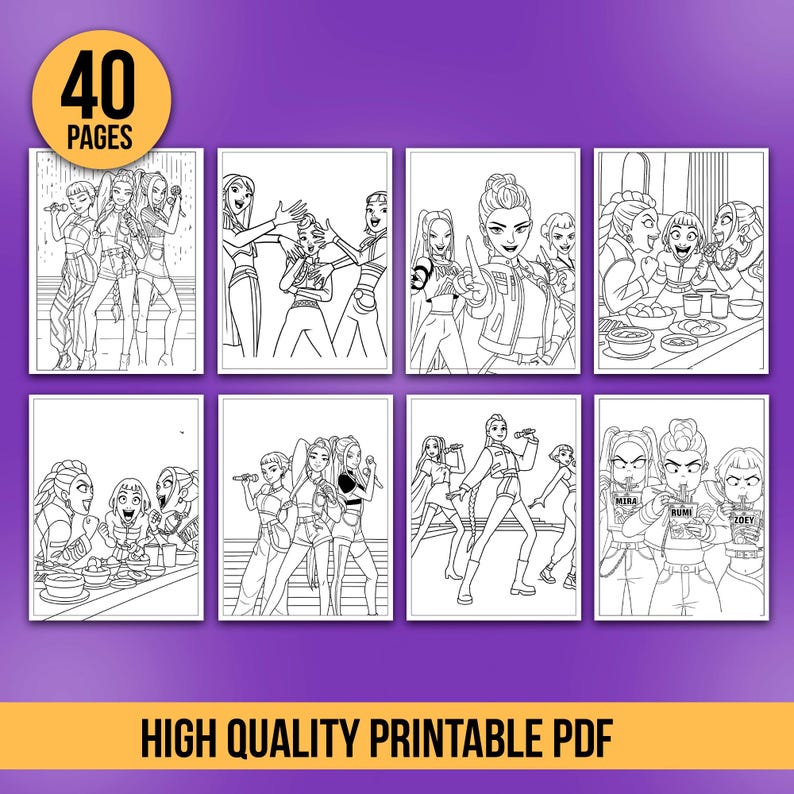 40 Printable Demon Hunters Coloring Pages, Kids Busy Activity Sheet ...