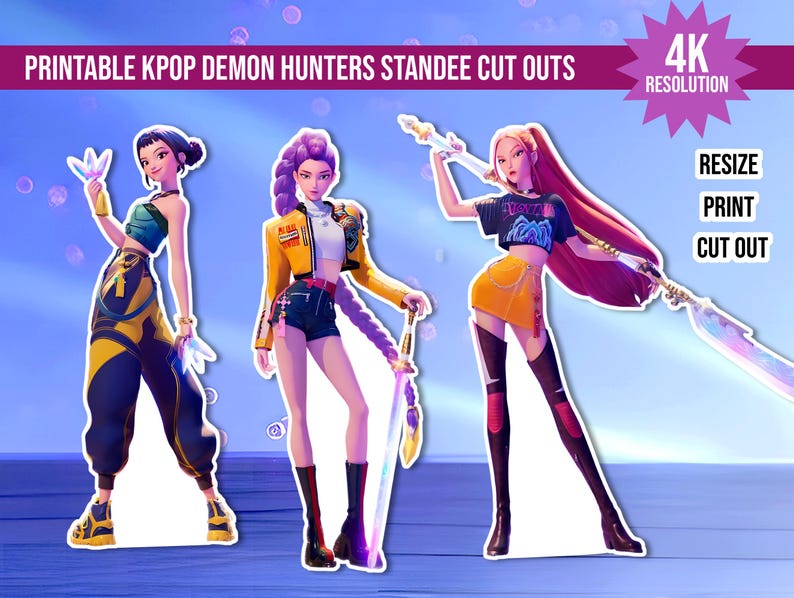 Printable Kpop Demon Hunters Standee Cut Outs, Kpop Huntrix DIY Cutout ...