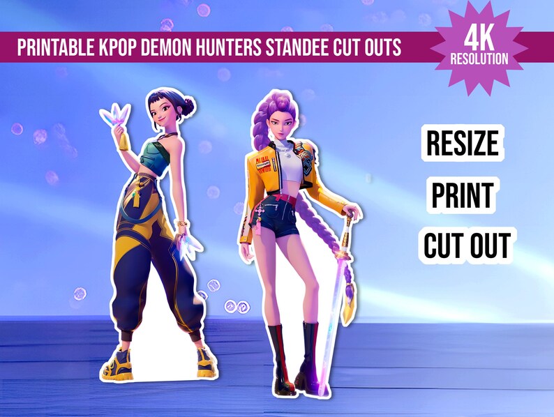 Printable Kpop Demon Hunter Standee Cut Outs, Prop Huntrix DIY Party ...
