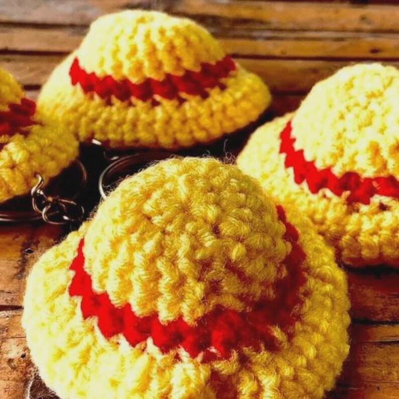 3D One Piece Luffy Hat Keychain, Crochet Straw Hat Keychain - Etsy