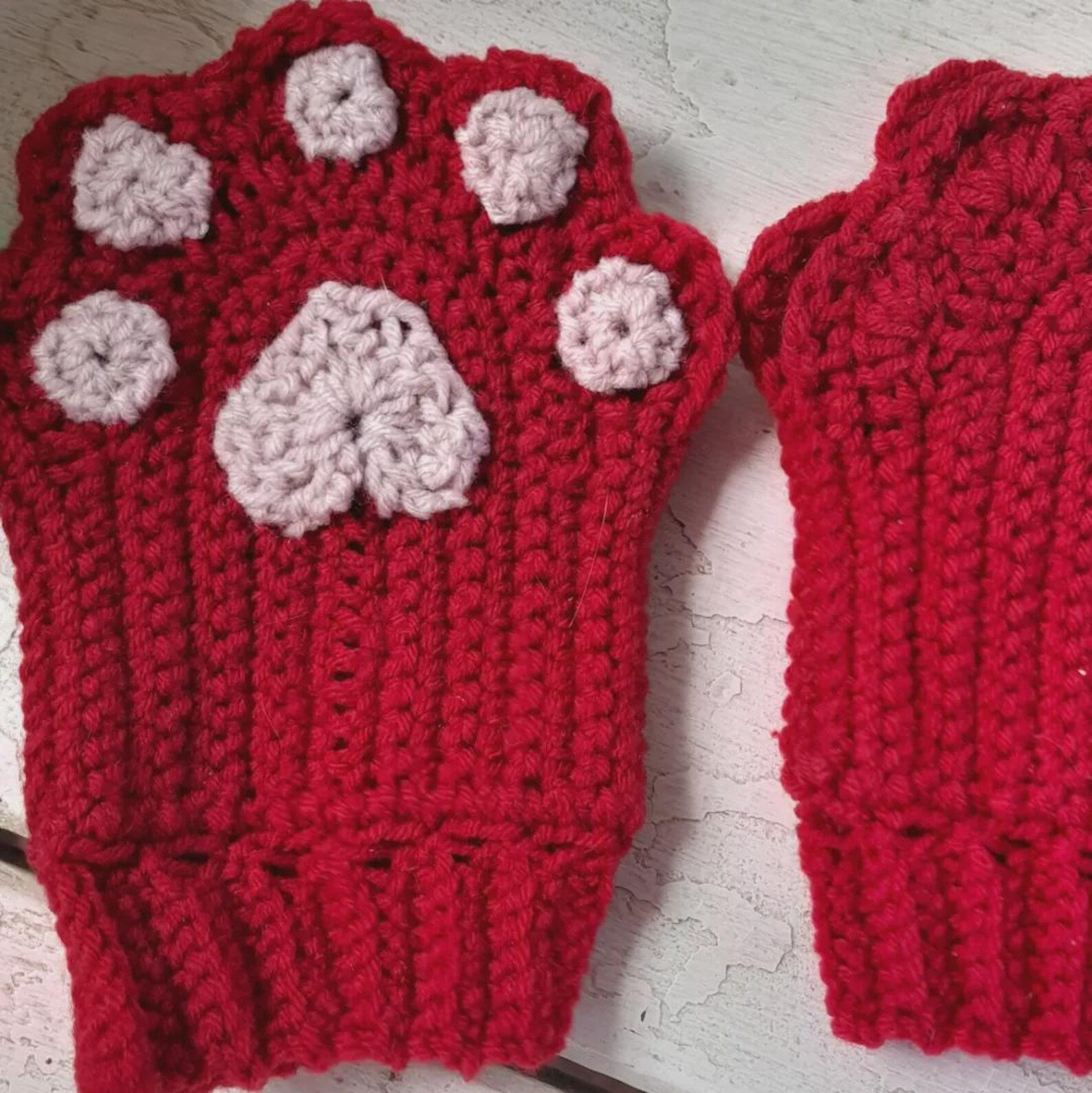 Crochet Kitten Mittens, Cat Paw/dog Paw Fingerless Gloves - Etsy