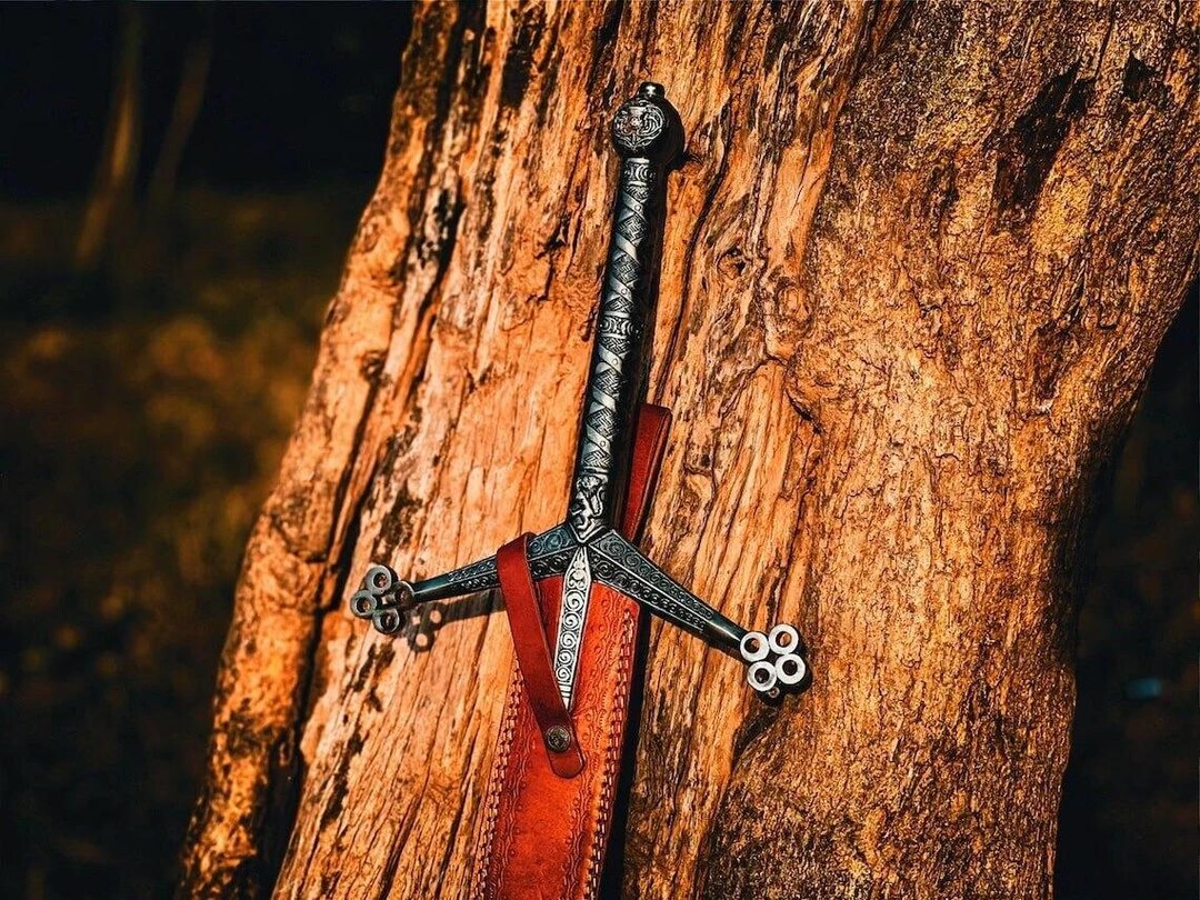 Handmade Scottish Claymore Medieval Steel Sword With Leather Cover ...