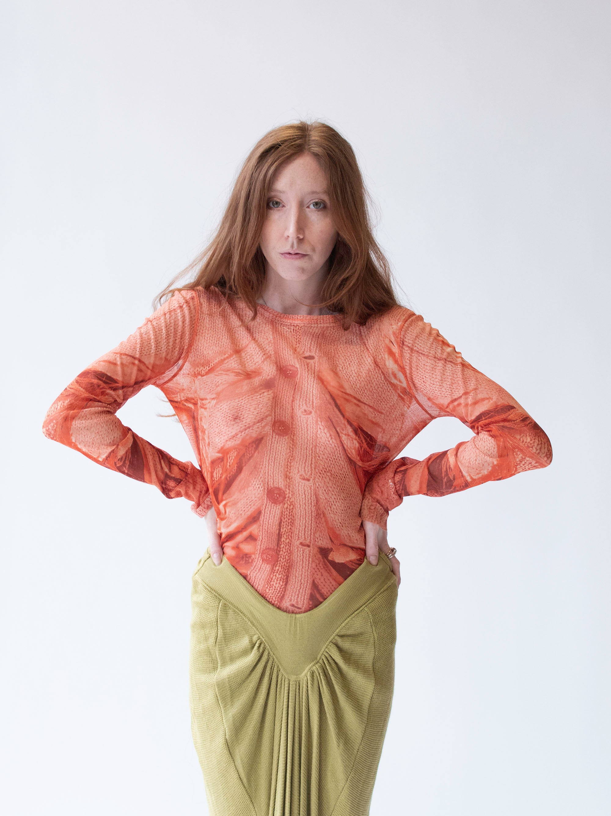Knit Print Mesh Top | Jean Paul Gaultier - Etsy Knit Print Mesh Top | Jean Paul Gaultier - Etsy