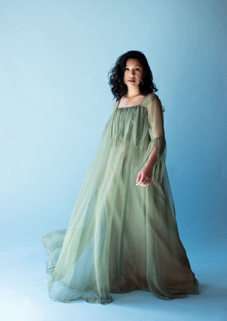 1970s Green Chiffon Dress Jean Varon - Etsy