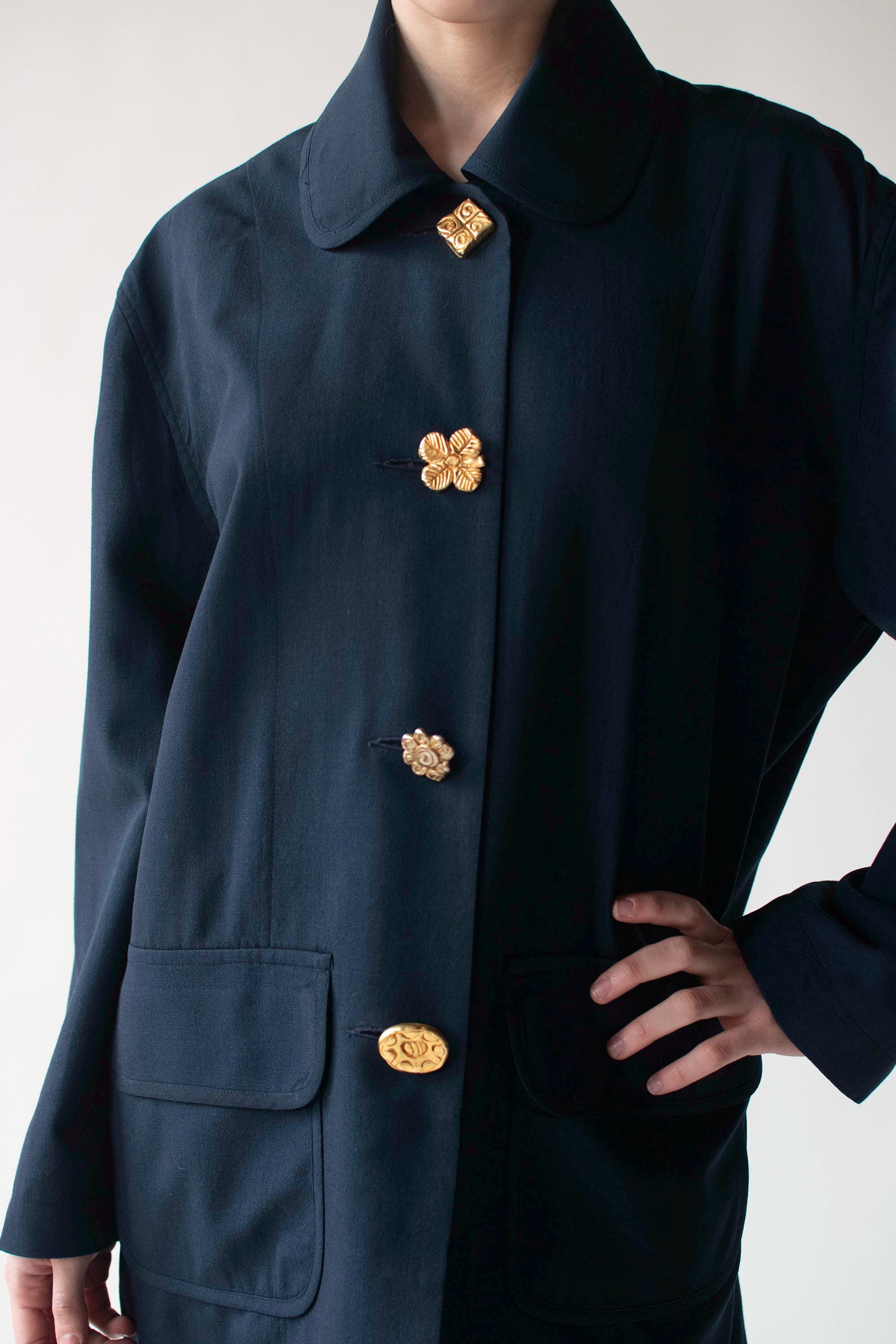 Navy Wool Jacket | Todd Oldham - Etsy