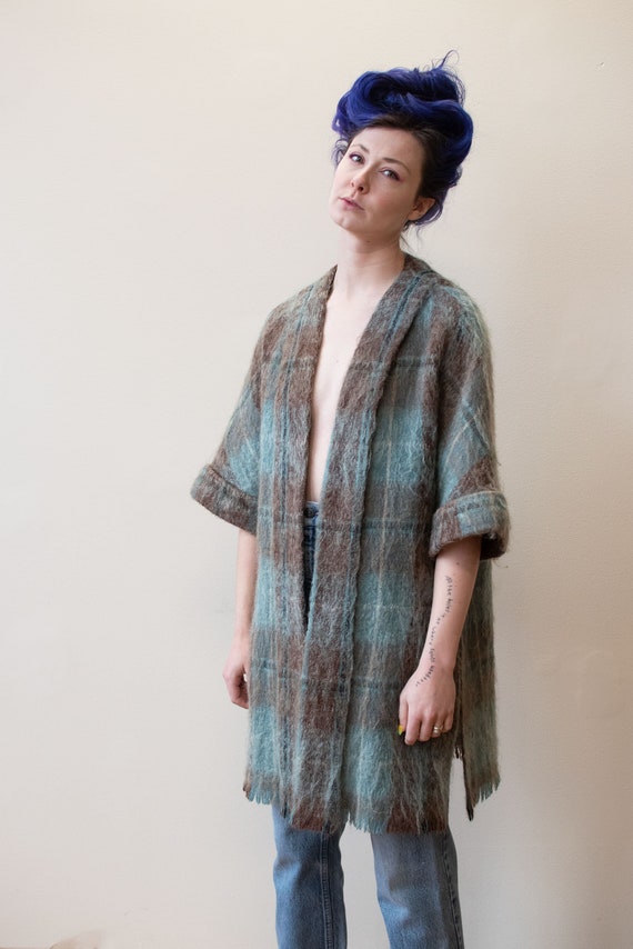 1970's Ivory ANDREW STEWART Mohair Swing Coat / Long … - Gem