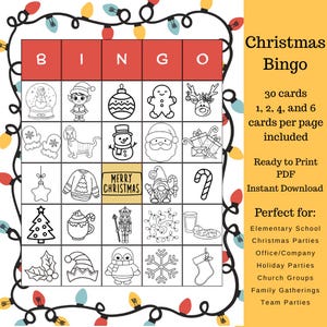 Christmas Bingo Game Printable, 30 Unique Cards + Call Sheet - Etsy