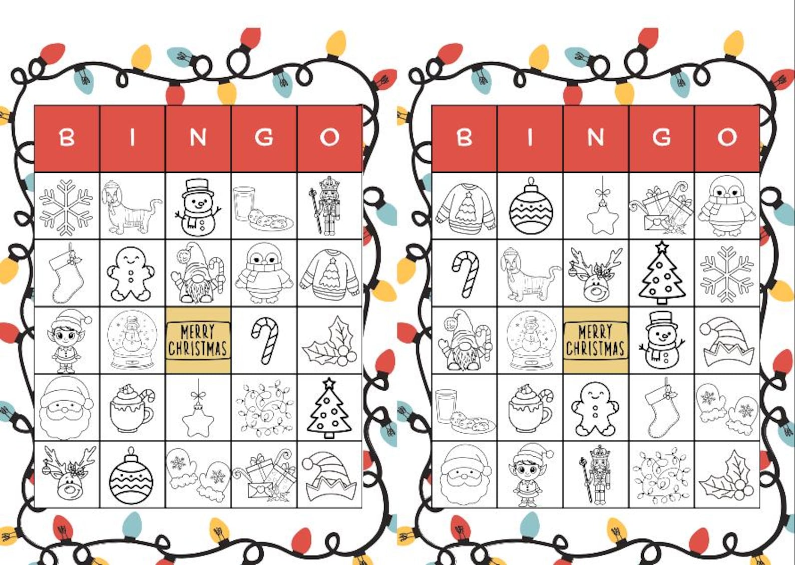 Christmas Bingo Game Printable, 30 Unique Cards + Call Sheet - Etsy