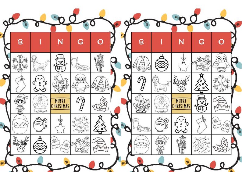Christmas Bingo Game Printable, 30 Unique Cards + Call Sheet - Etsy