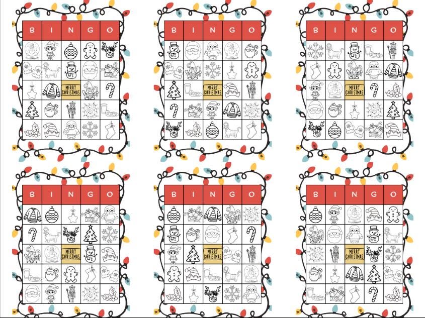 Christmas Bingo Game Printable, 30 Unique Cards + Call Sheet - Etsy