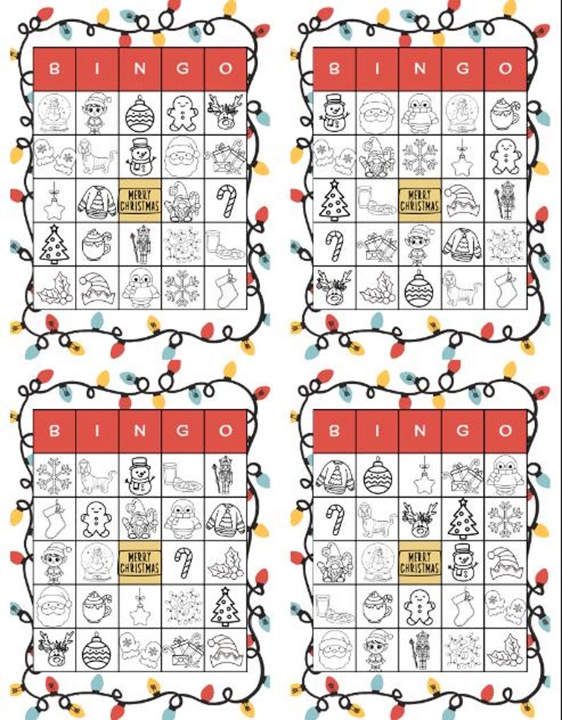 Christmas Bingo Game Printable, 30 Unique Cards + Call Sheet - Etsy