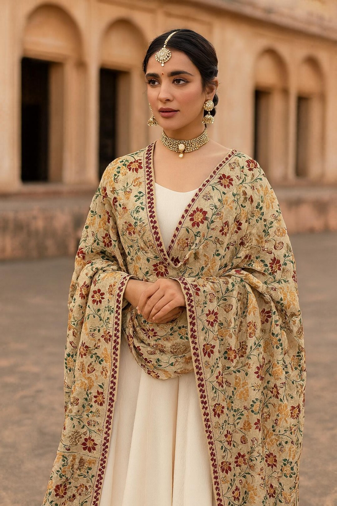 Pakistani Embroidered Pashmina Shawl: Kashmiri Embroidery, Wedding Gift ...