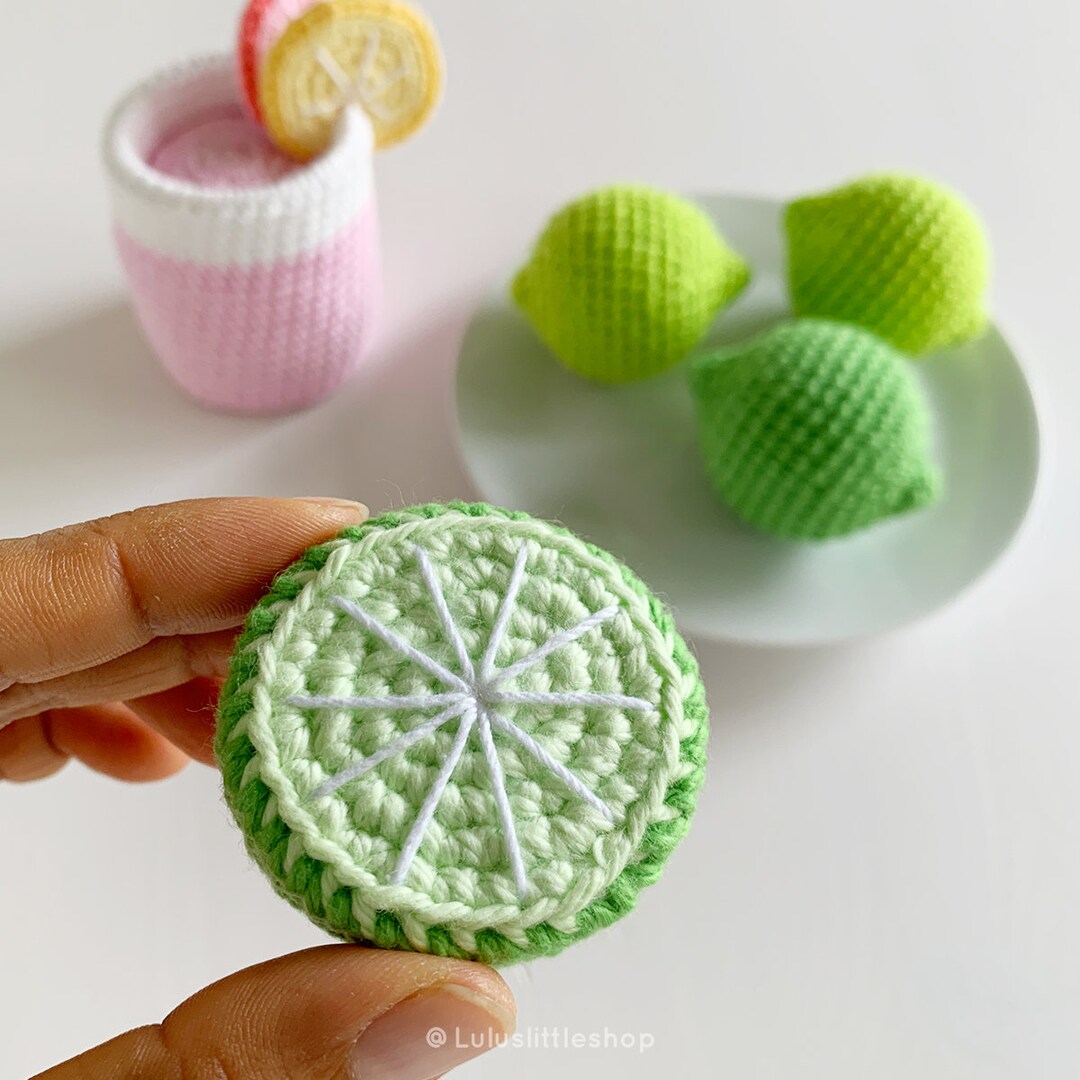 Crochet Patterns: Lime (whole and Half), Cup of Juice, and Lemon Wedge ...