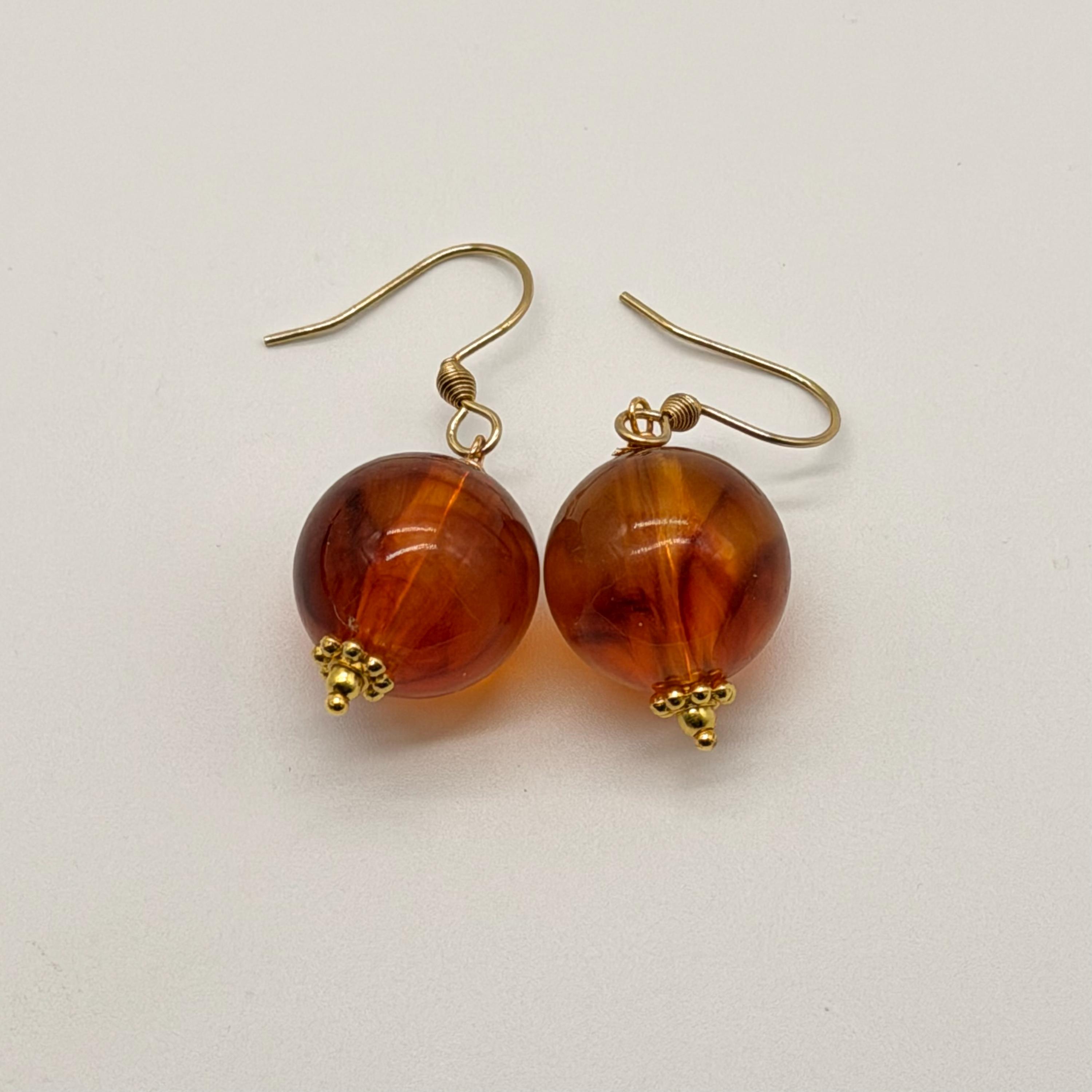 Bold Amber Statement Necklace Set: Chunky Acrylic Beads With Matching ...