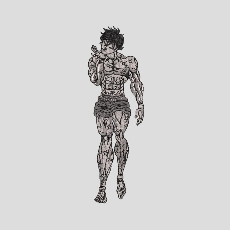 Baki Hanma Embroidery Design – Anime Fighter Muscle Art – Digital File ...