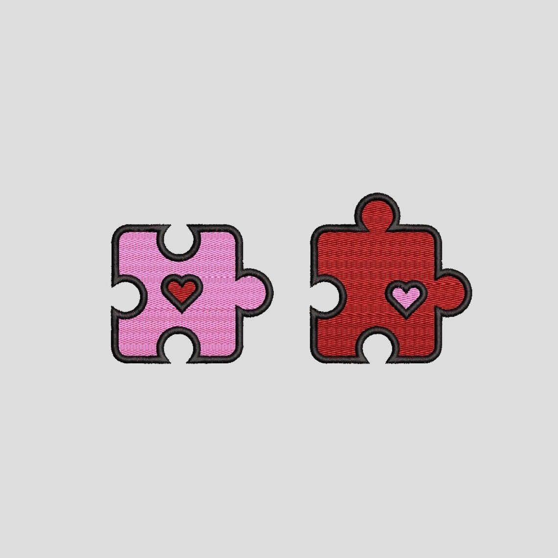 Love Pieces Embroidery Design: Couple's Matching T-shirt Motif - Etsy
