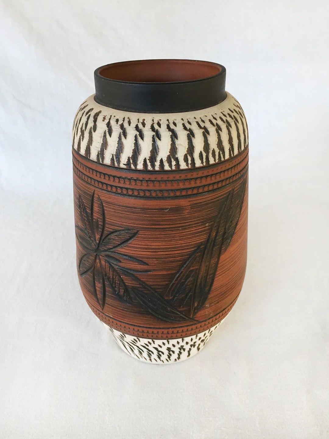 1950s-1960s WEST GERMAN POTTERY Vintage Antique Vase Urn Fat Lava Mid ...