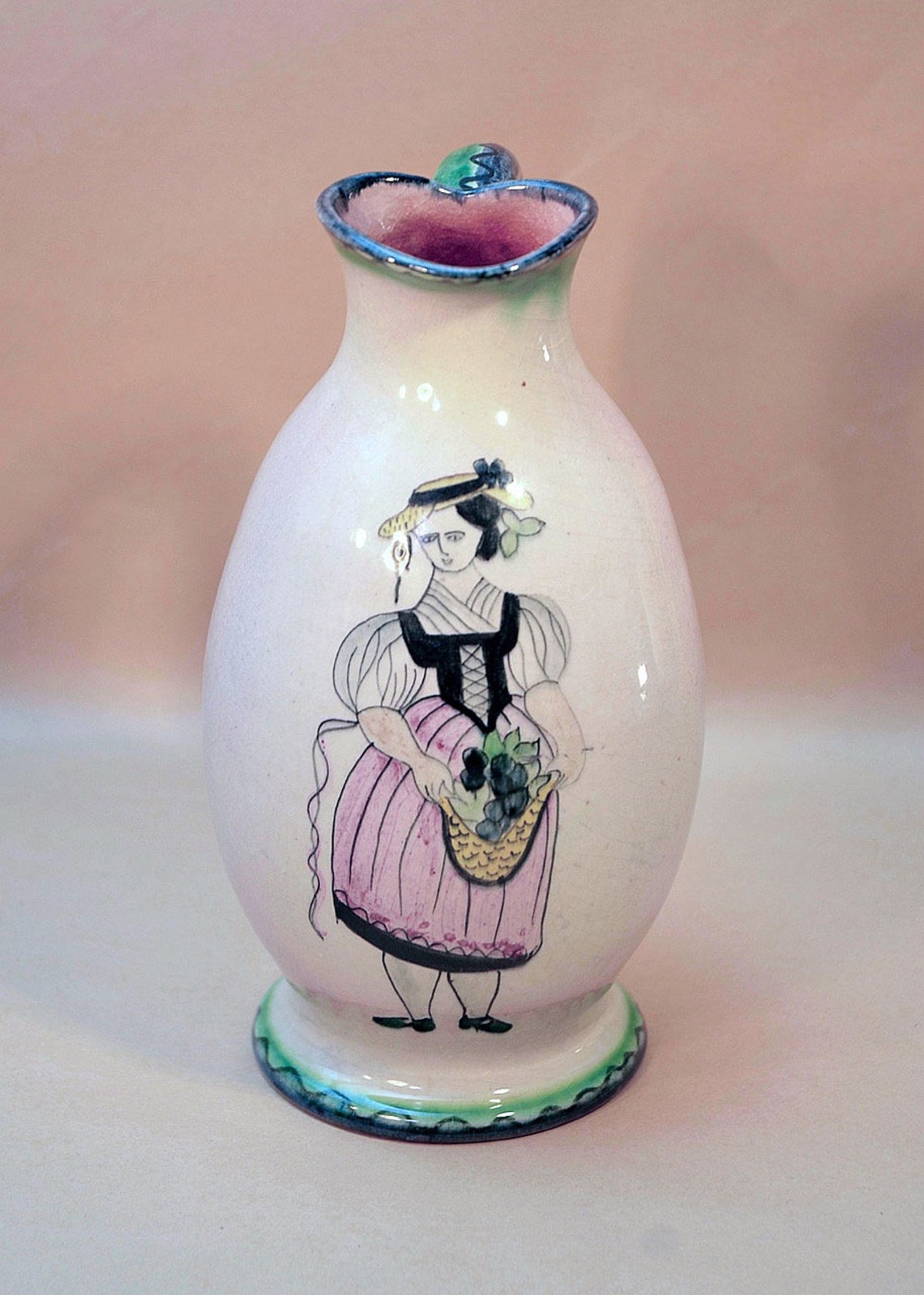 1940s Vintage SWISS GERMAN Pottery Wine Pottery Artist Handarbeit ...