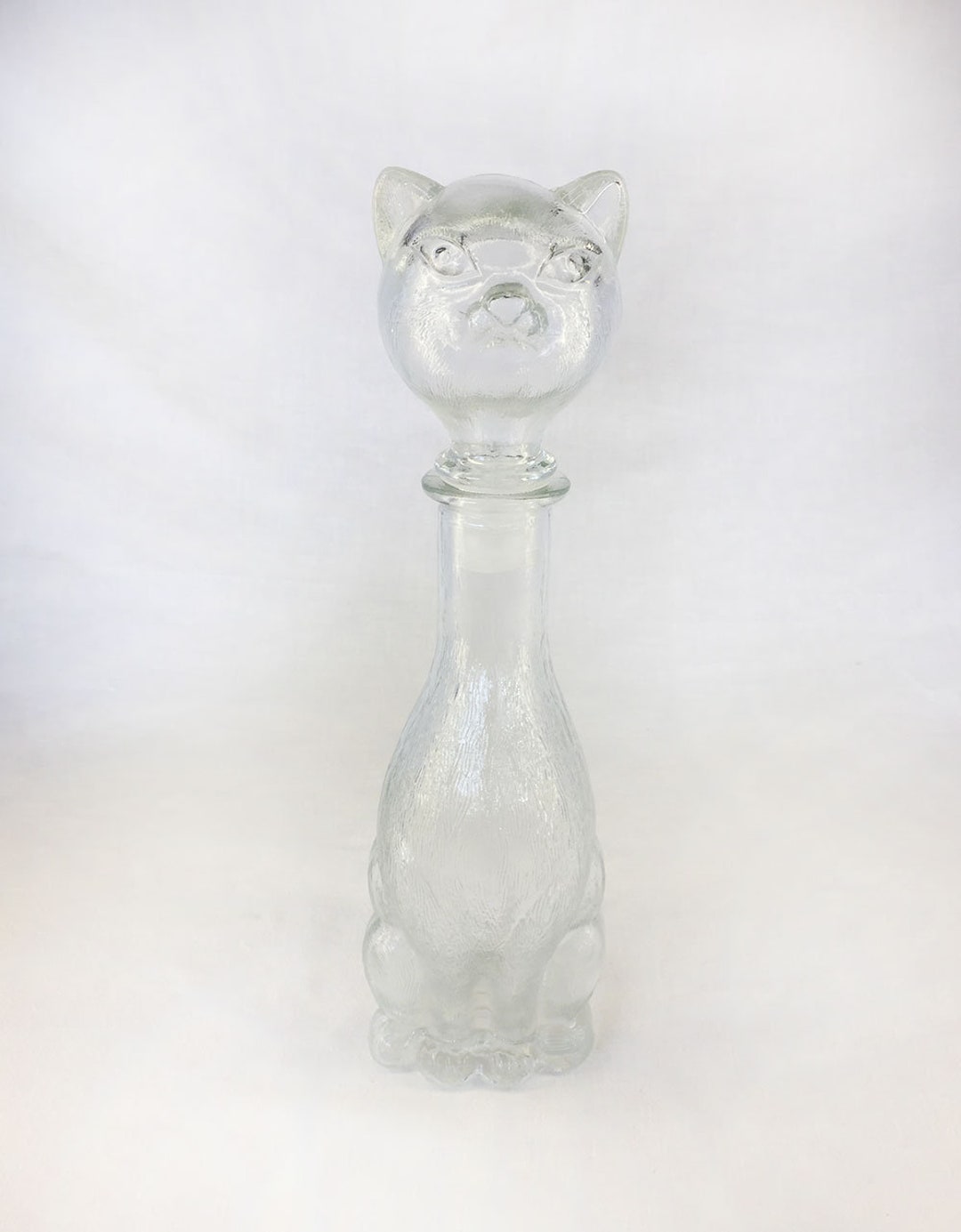 Feline 50s Vintage Whiskey GLASS BOTTLE Mid-century Modern CAT Kitten ...