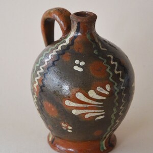 19th-century Vintage ANTIQUE SWISS Pottery JUG Folk Art Handarbeit ...