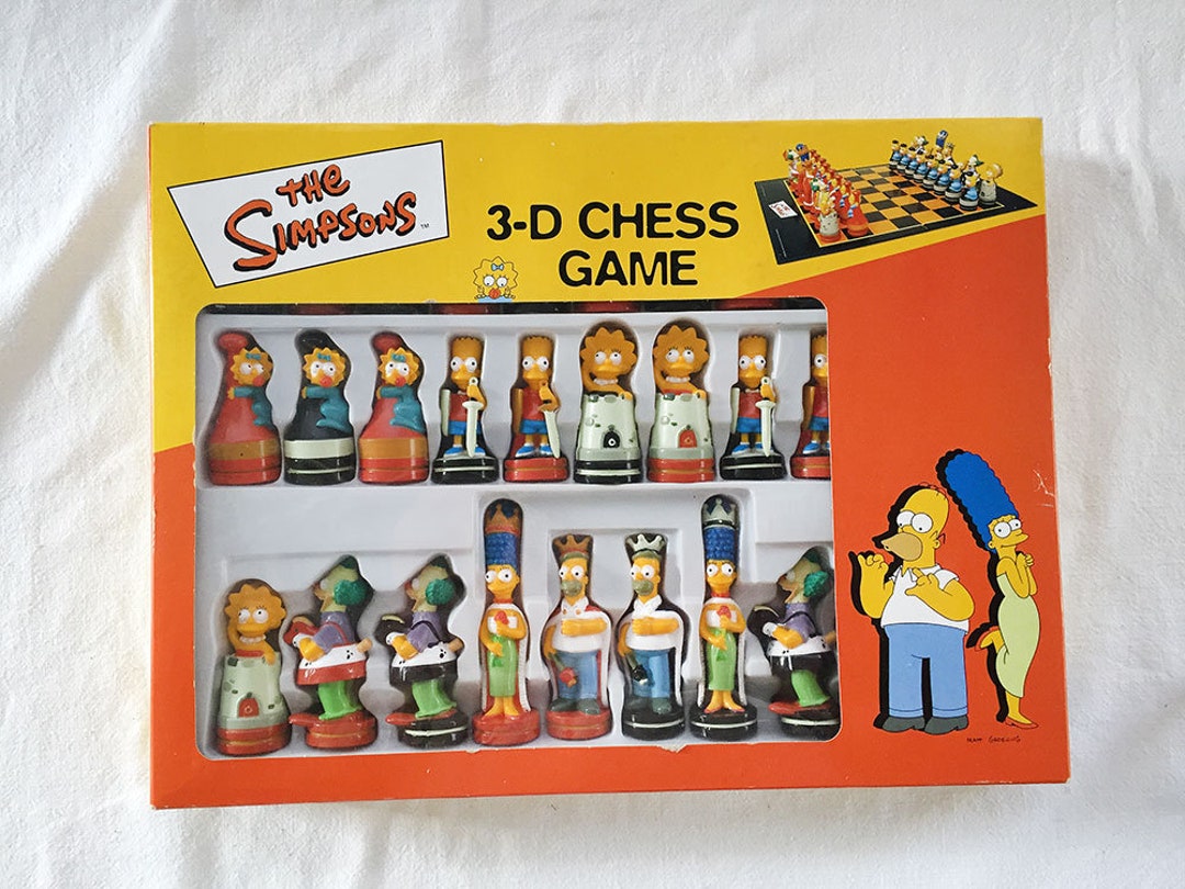 RARE Toy CHESS Game Vintage Europe Version Homer Marge Maggie Lisa Bart ...