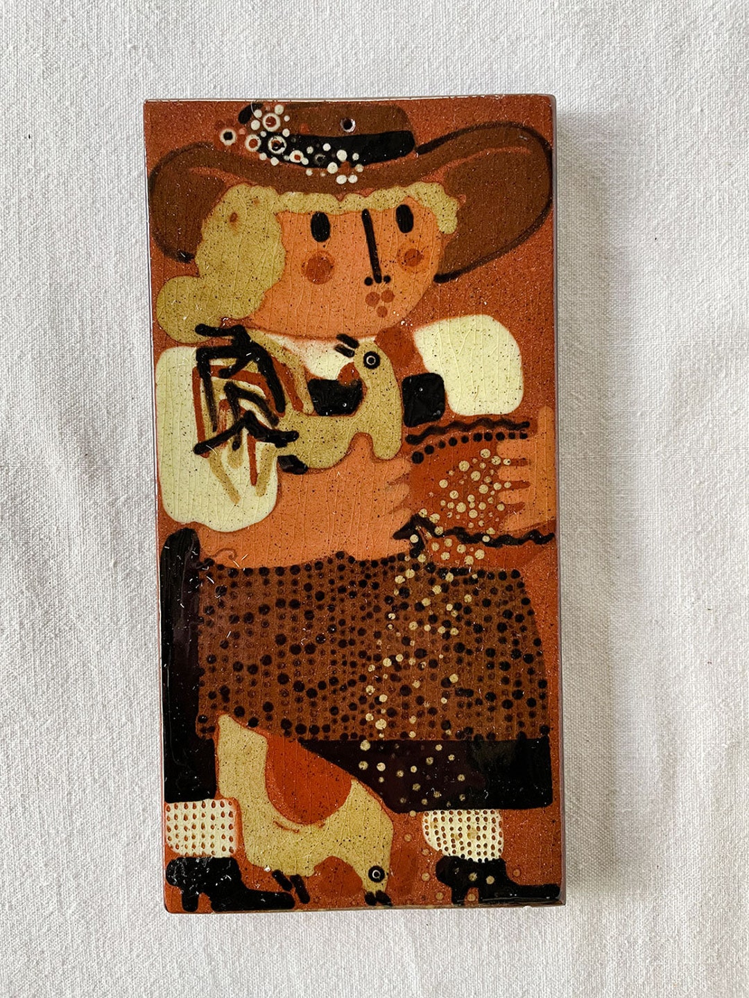 Vintage 40s/50s SWISS Pottery Artist Tile Handcrafted Willi Aebi Hasle ...