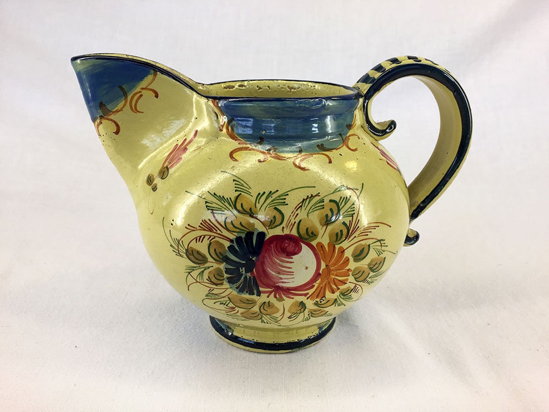 ANTIQUE Vintage 1900-20s SANTUCCI DERUTA Pitcher Handarbeit Signed Art ...