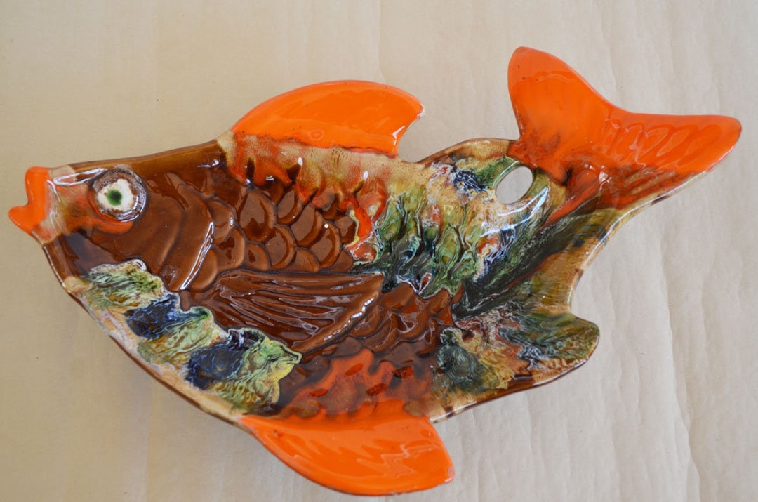 1950s-1960s French VALLAURIS Decorative Low Bowl POTTERY Vintage ...