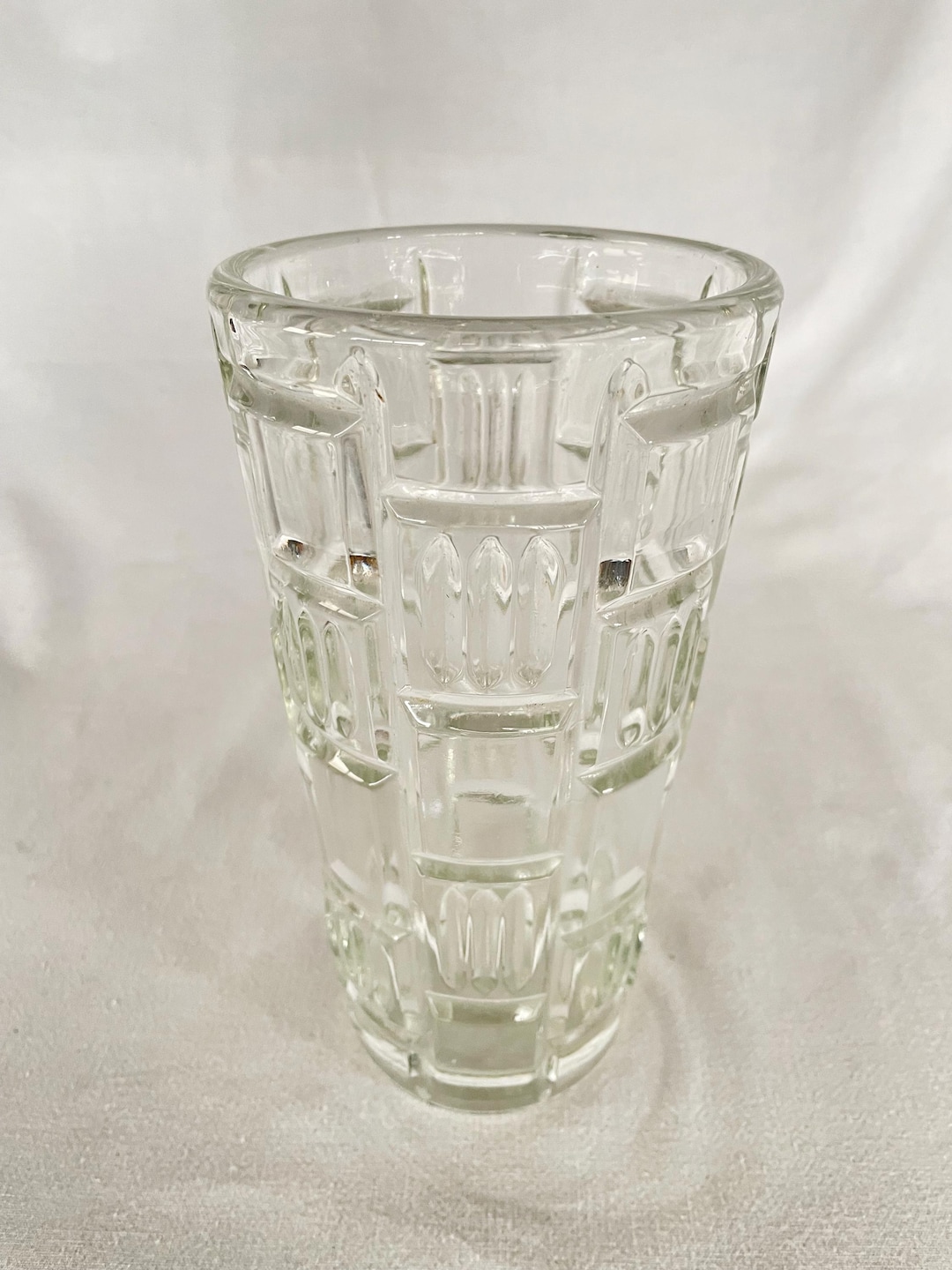 1950s Sklo Union Optical Glass Vase by Frantisek Vizner for Libochovice ...
