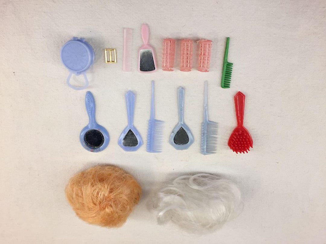 Orig. MOD White/blonde WIG Mirror Combs Handbag Purse Vintage German ...