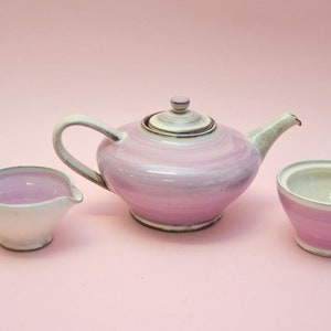 1920s-1940s Vintage SWISS Pottery Art Deco Artist Arnold ZAHNER RHEINFELDEN Teaset Violet Grey ...