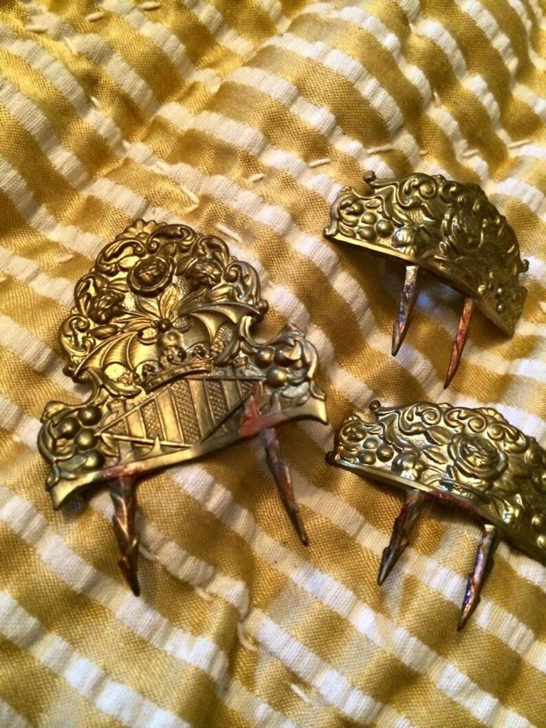 Authentic Antique 1850s 19th-century HURET JUMEAU BRU Combs Gilt Metal ...