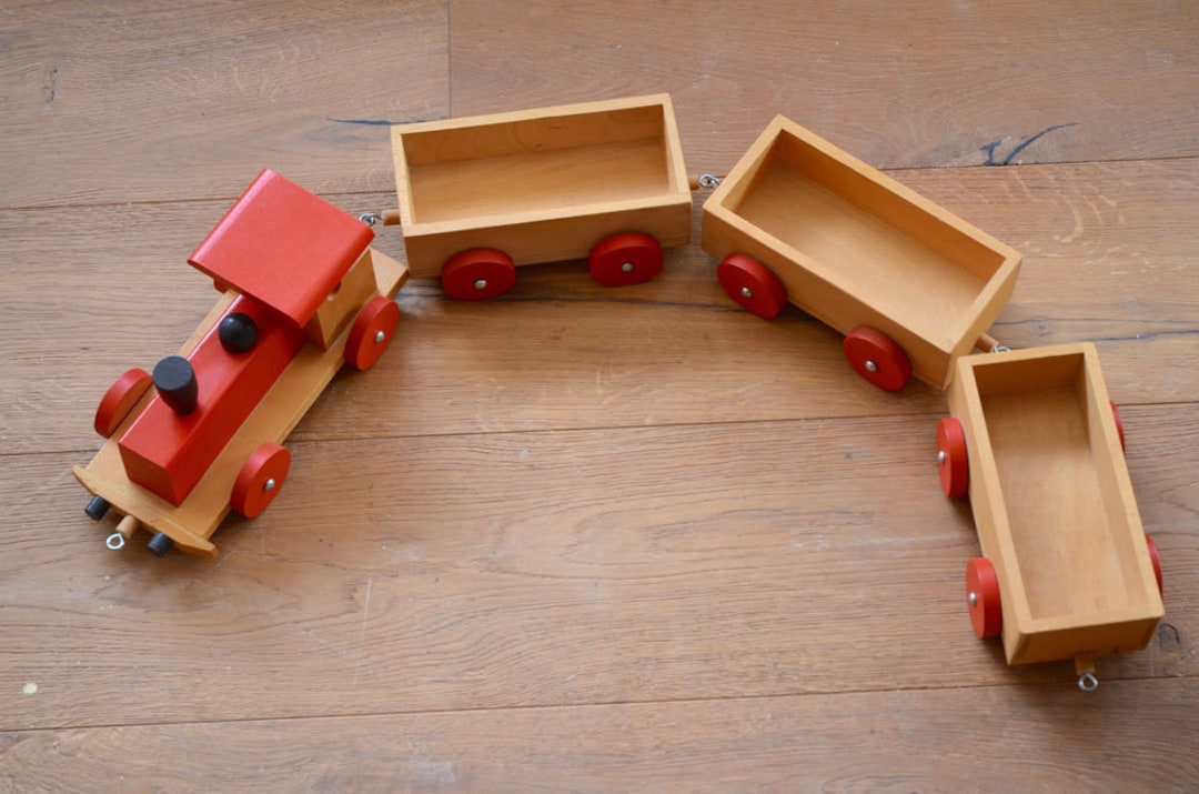 1950s Vintage Antique Art Deco Wood Toy TRAIN Handmade Mid-century ...