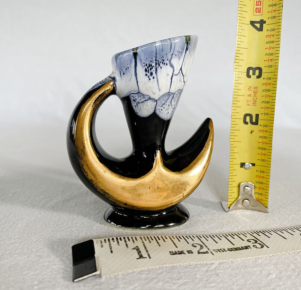 1950s-60s FRENCH POTTERY Vintage Antique Fat Lava Drippy GOLD Mid ...