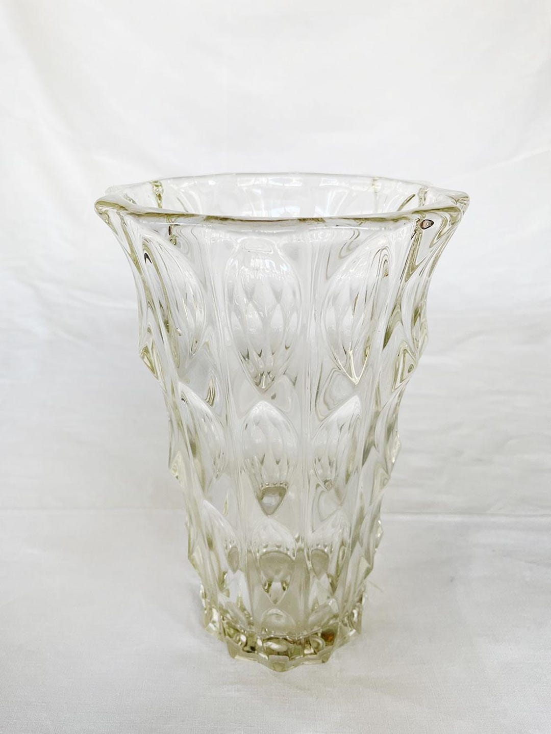 1950s Sklo Union Optical Glass Vase by Frantisek Vizner for Libochovice ...