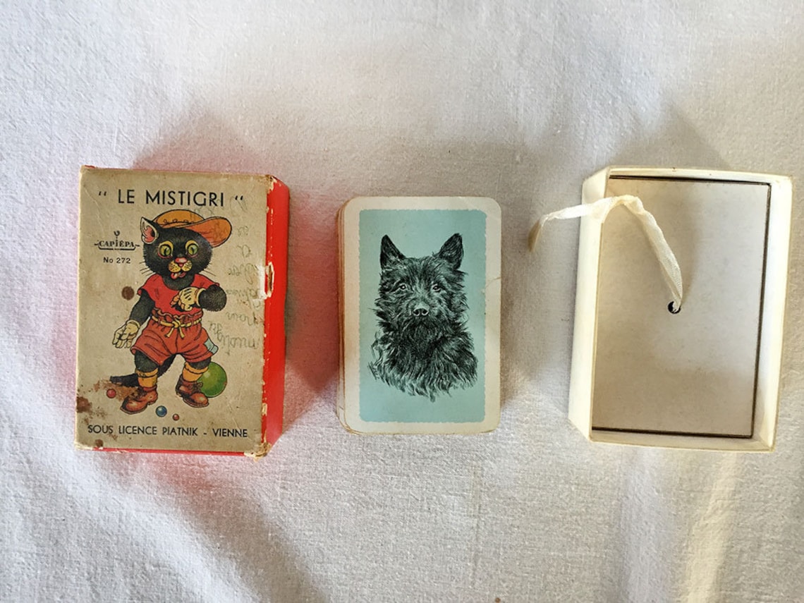 1920 Antique Toy Children's Card Game Vintage European MISTIGRI Animal ...