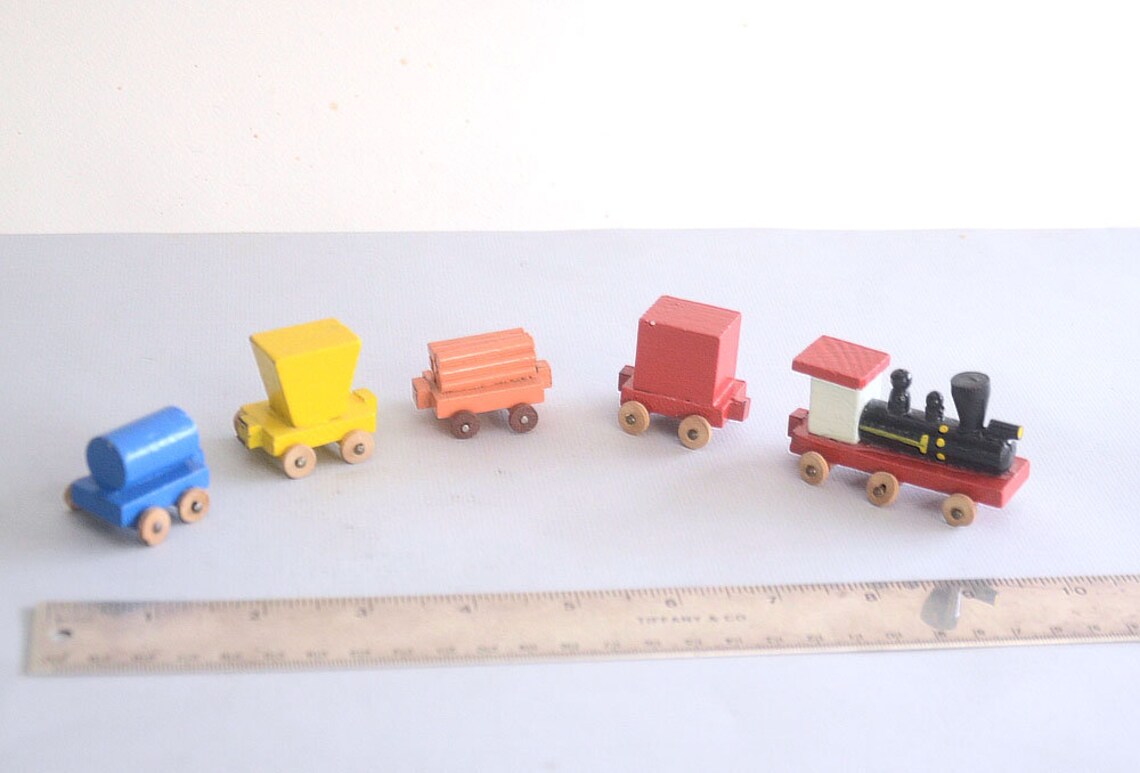 1930s-50s Vintage Antique Art Deco Wood Toy TRAIN SET Handmade - Etsy