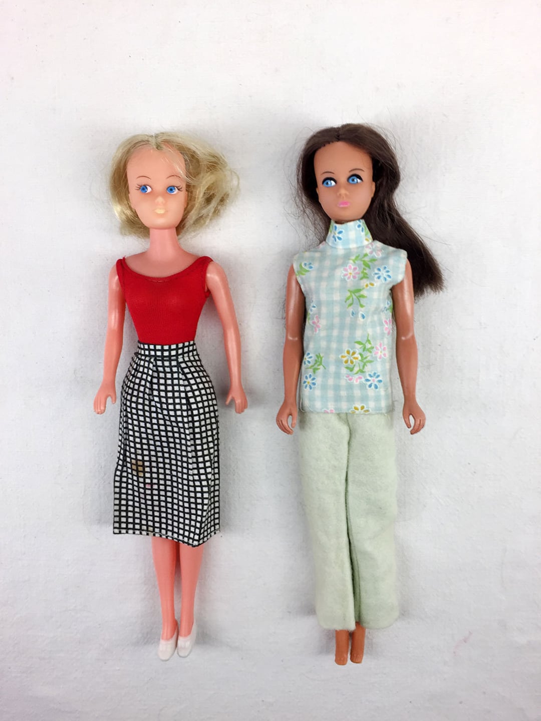 TWO Authentic Vintage German 1960s Barbie Vinyl Clone Dressed Maddie ...