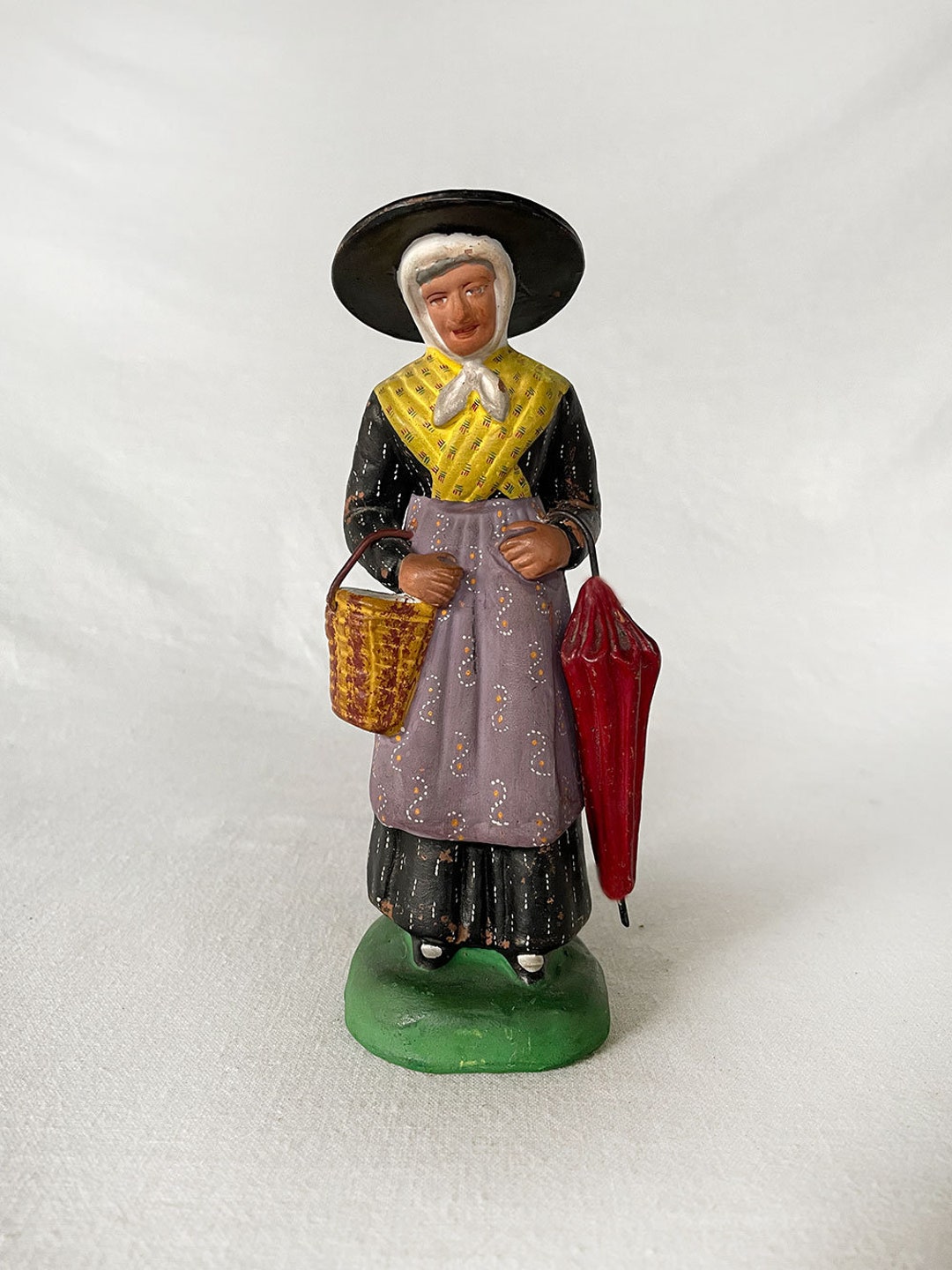 1930s/40s Old Lady SANTON Antique Breton Bretagne DOLL Terracotta ...