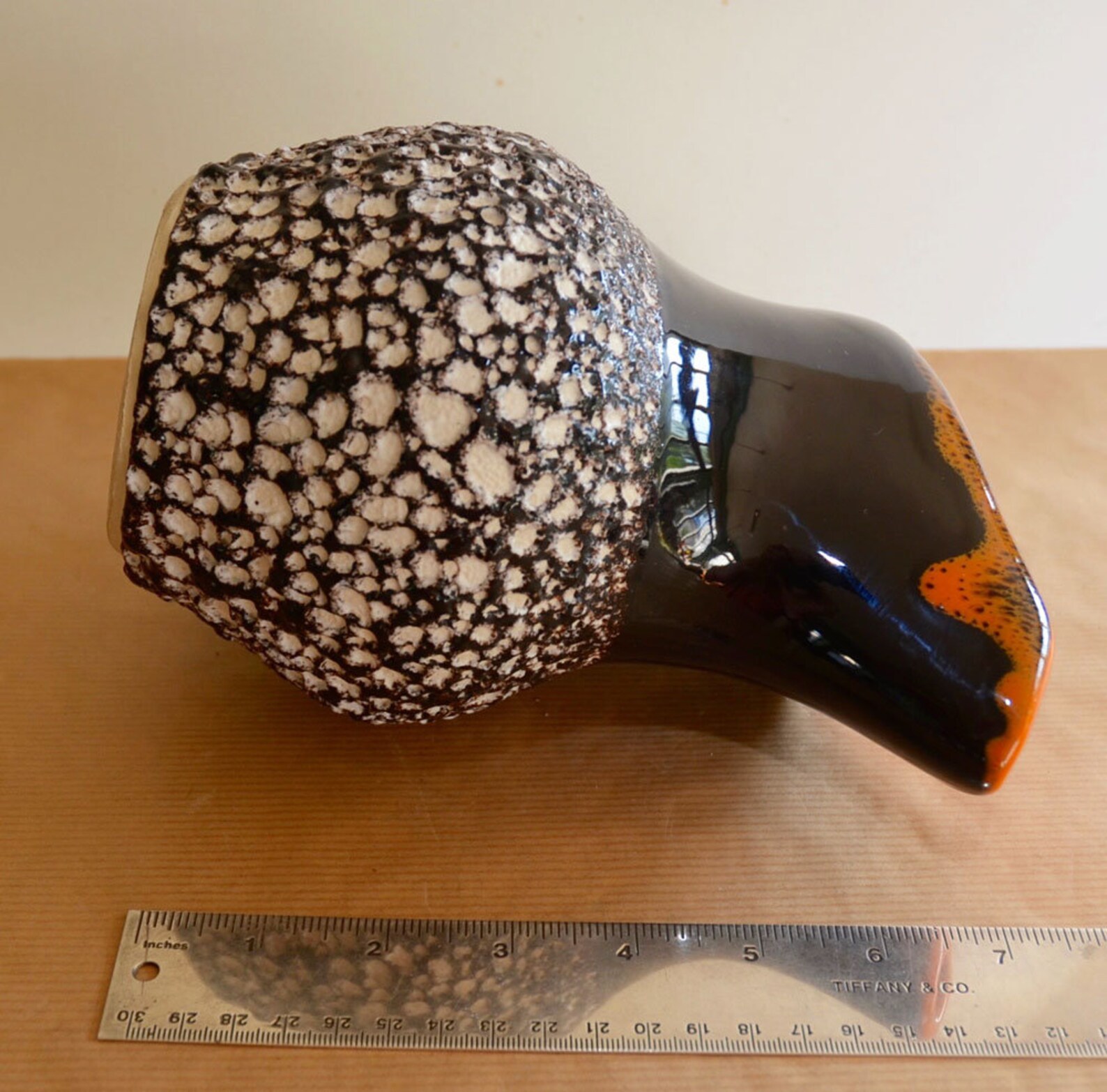 50s-60s FRENCH Pottery WINE PITCHER Vintage Crusty Cyclops Fat Lava Mid ...