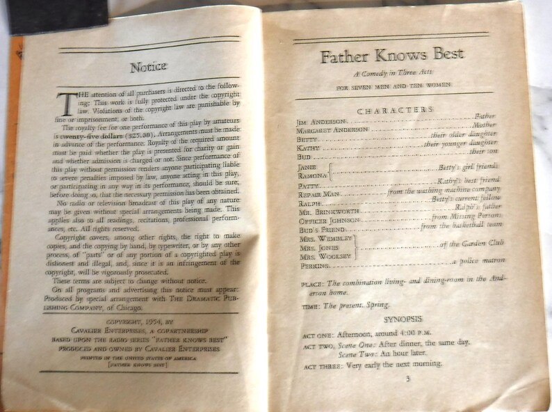 Father Knows Best Play Script - Etsy
