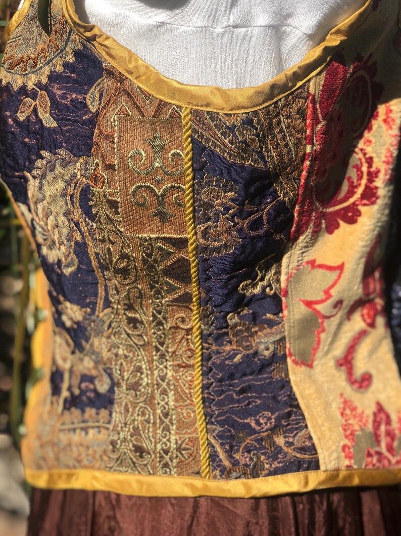 Gold Renaissance Bodice: Corset Style, Ribbon Lace Up, Boneless, LARGE ...