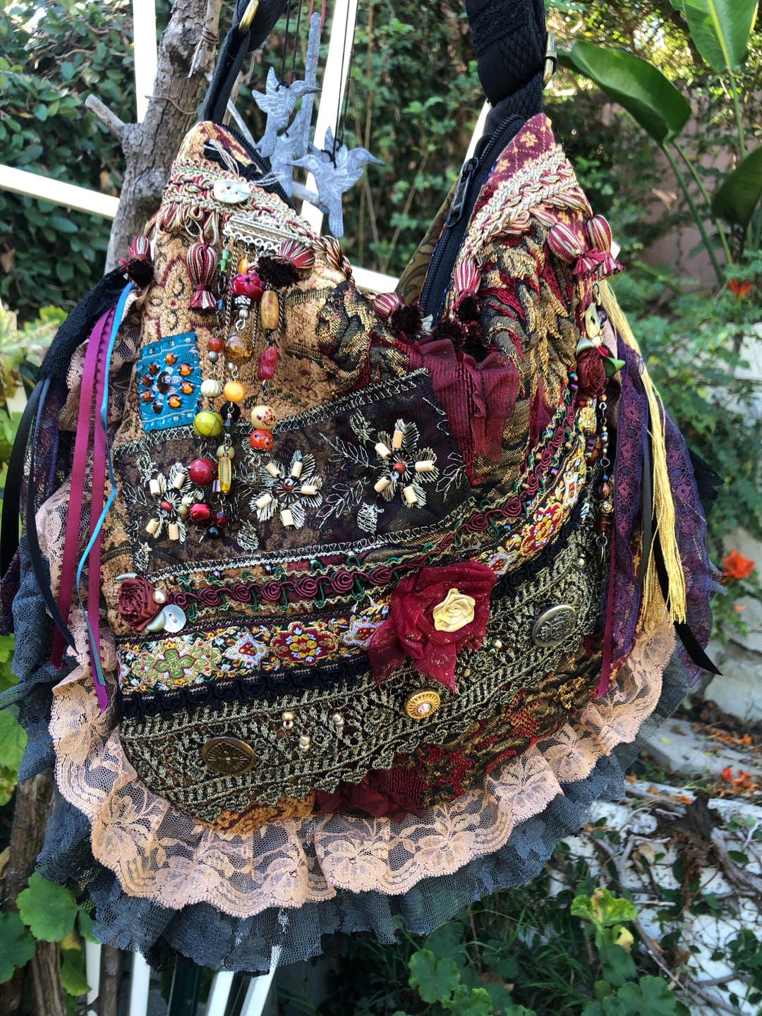Gypsy Ren Faire Bag : Zipper Closure, Lots Embellishment, Thick ...