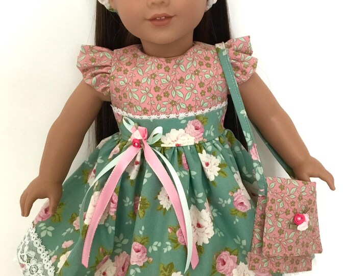 18 Inch Clothing for Dolls Like American Girl 3 Piece Dress Set Hair ...
